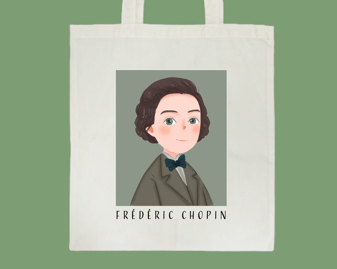 Chopin Cotton Tote Bag, Cute Composer Tote Bag, Music Sheet Bag, Music ...