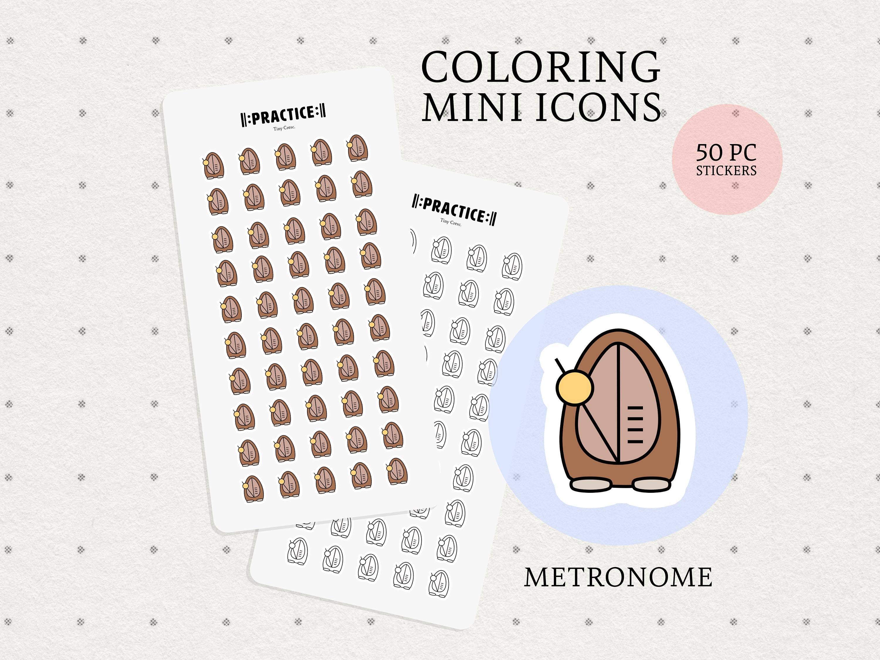 Metronome Icon Stickers, Music Planner Stickers, Colourable, Writable ...