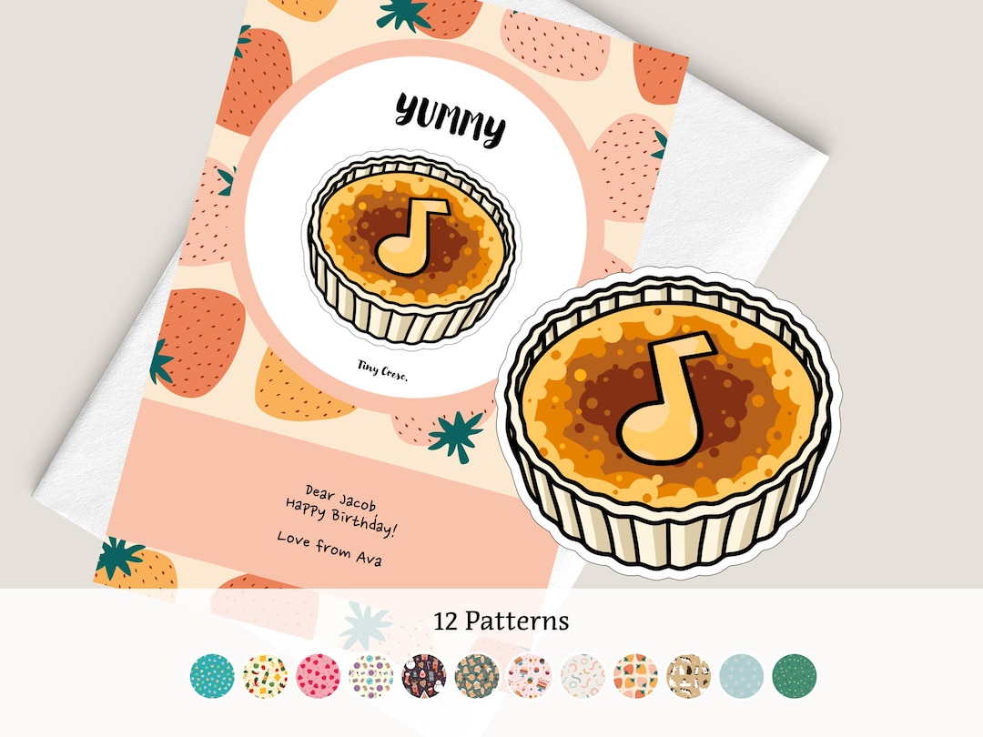 Music Creme Brulee Sticker, Fun Sticker, Waterproof, Music Themed ...