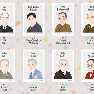 48 Cute Composer Postcards With Name and Signature, Minimal Design ...