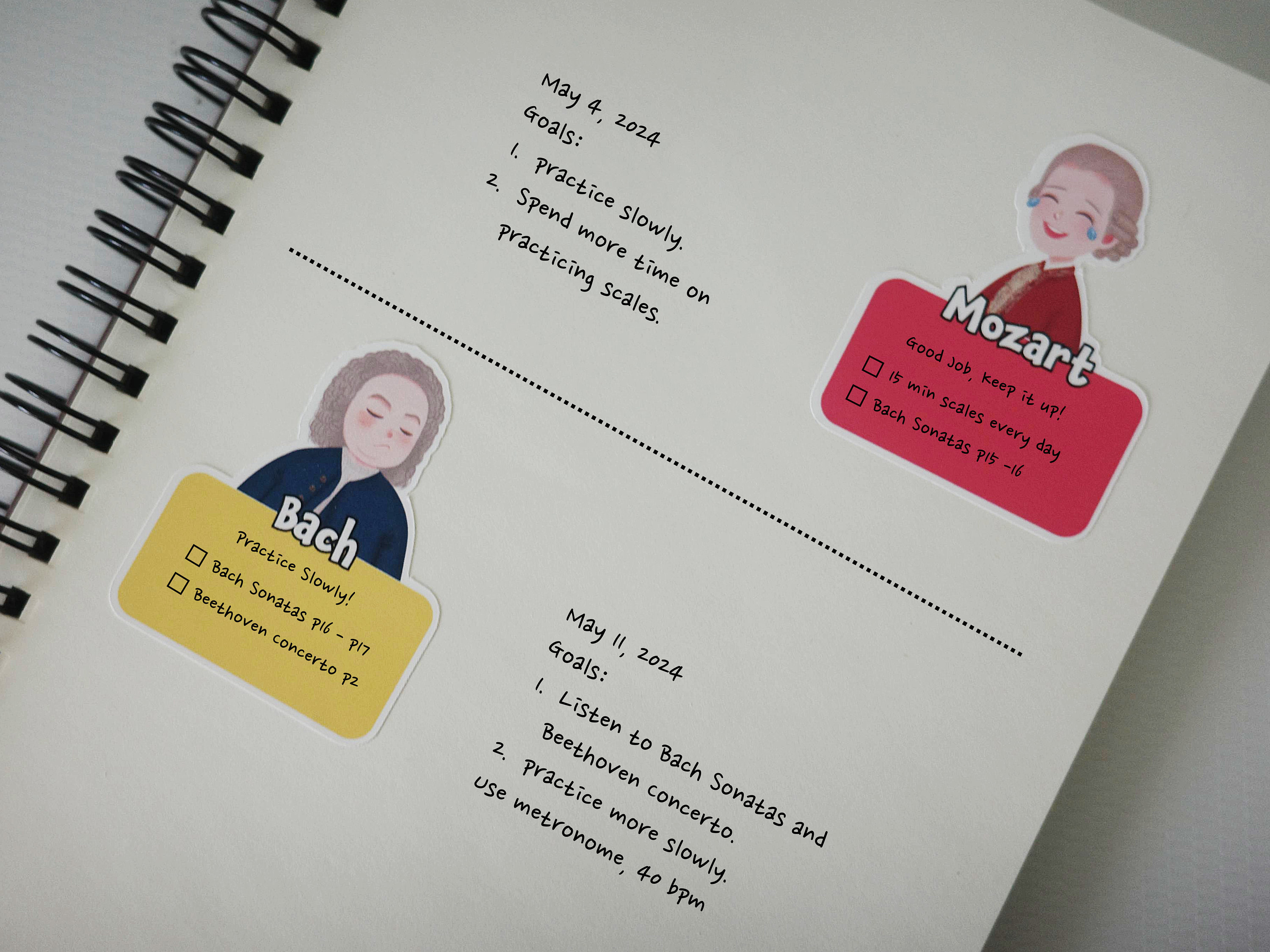 30 Writable Composer Note Sticker, Labels, Music Reward Stickers, Music ...