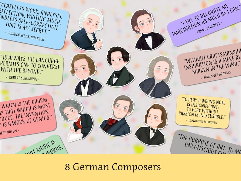 8 German Music Composer Stickers, Music Inspiring Words, Music Quotes ...