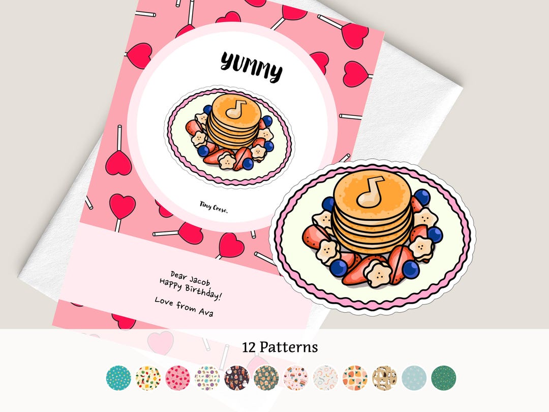 Music Pancake Sticker, Fun Sticker, Waterproof, Music Themed, Fruit ...