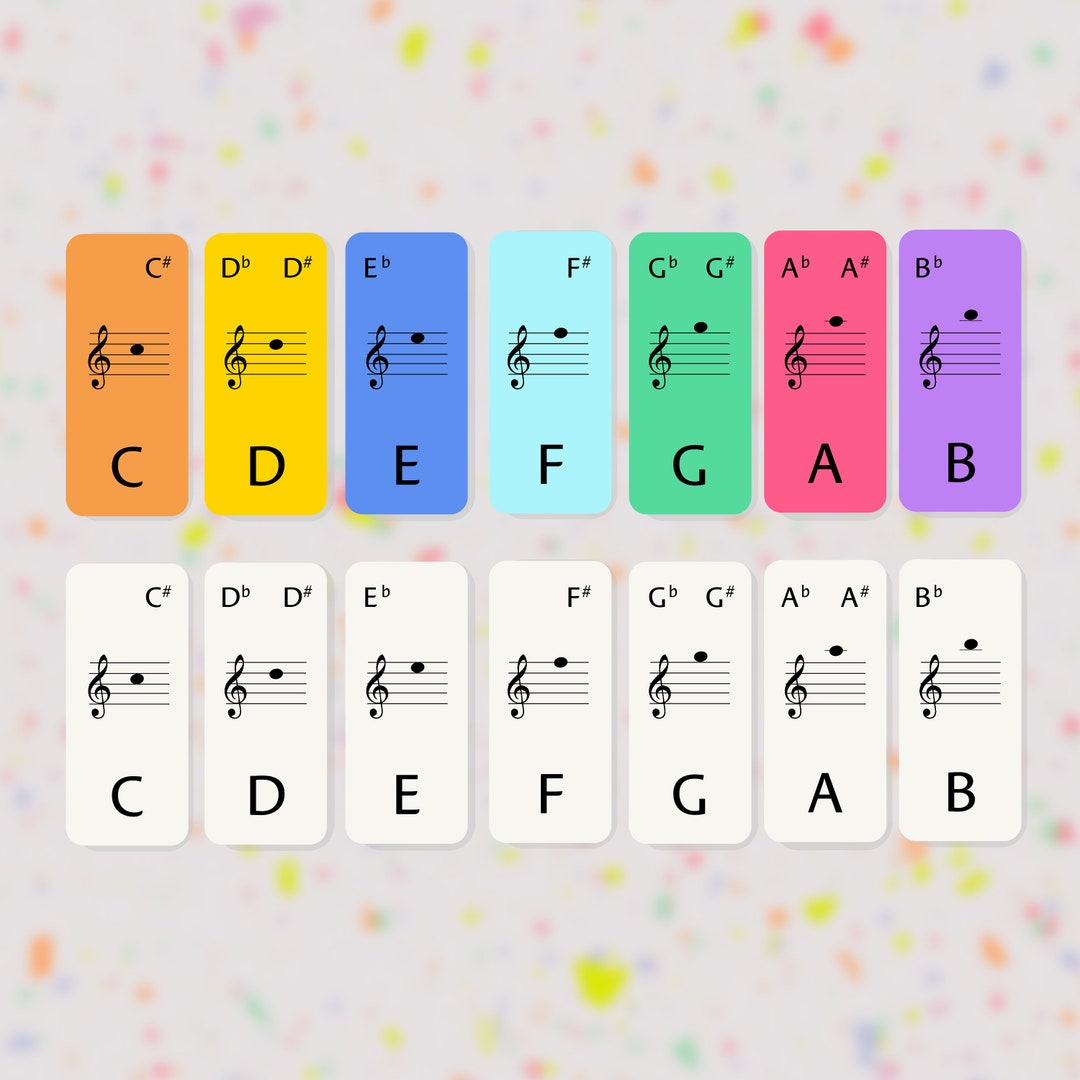 Colourful Piano Keyboard Labels, Piano Stickers for Beginners, Piano ...