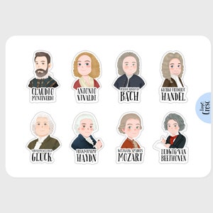 56 Cute Composer Waterproof Stickers, for Violin Case, Cello Case ...