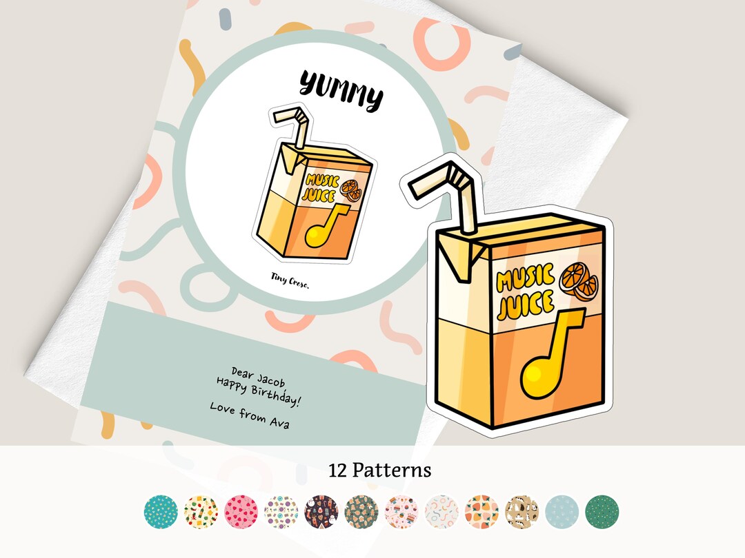 Music Juice Sticker, Cute Sticker Card, Waterproof Sticker, Music ...