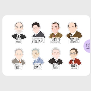 56 Cute Composer Waterproof Stickers, for Violin Case, Cello Case ...