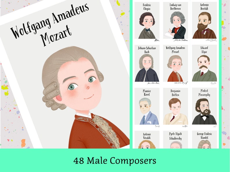 48 Cute Composer Postcards With Name and Signature, Minimal Design ...