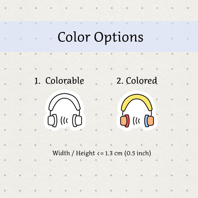 Headphone Icon Stickers, Music Planner Stickers, Colourable, Writable ...