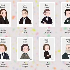 48 Cute Composer Postcards With Name and Signature, Minimal Design ...