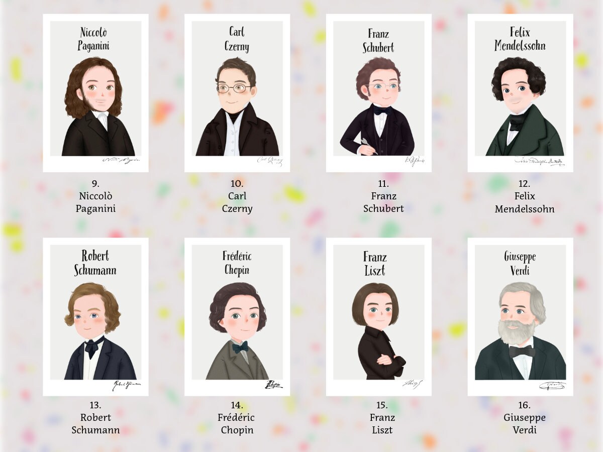 48 Cute Composer Postcards With Name and Signature, Minimal Design ...