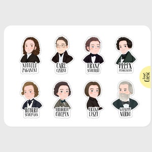 56 Cute Composer Waterproof Stickers, for Violin Case, Cello Case ...