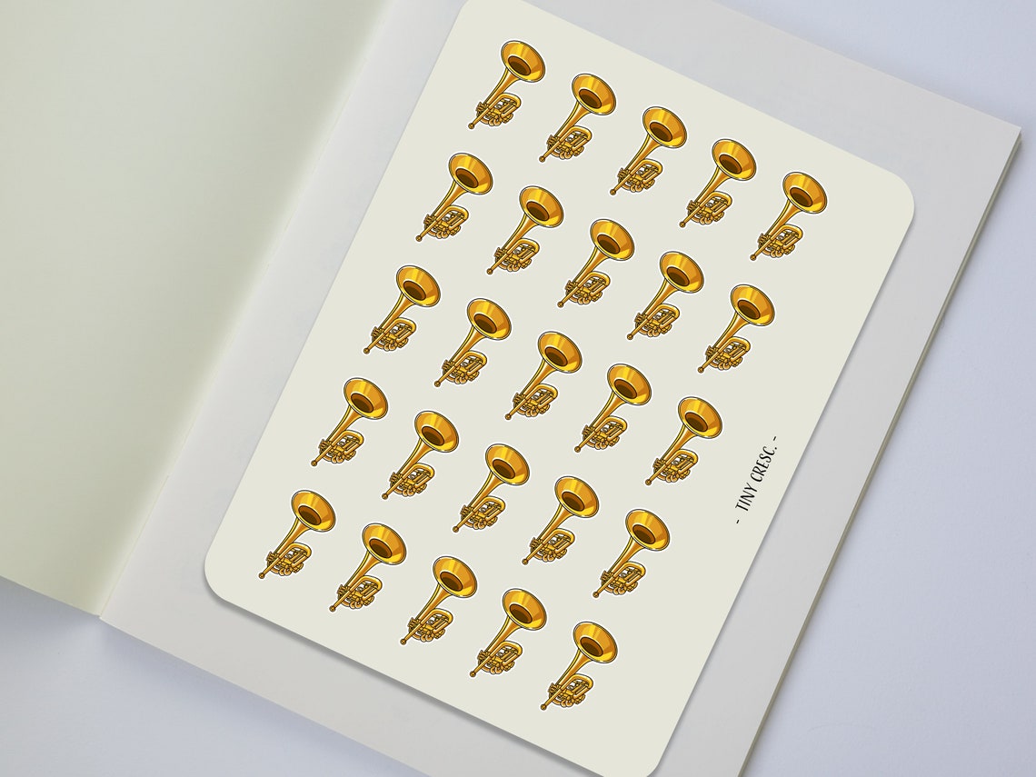 Trumpet Stickers, 20 Pc per Sheet, Instrument Stickers, Writable, for ...