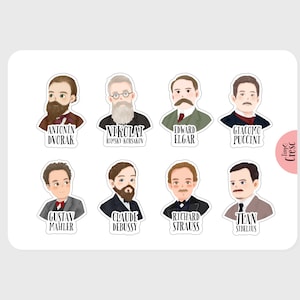 56 Cute Composer Waterproof Stickers, for Violin Case, Cello Case ...