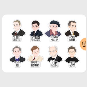 56 Cute Composer Waterproof Stickers, for Violin Case, Cello Case ...