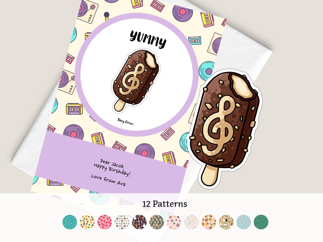 Music Chocolate Ice Cream Bar Sticker, Treble Clef Sticker, Fun Sticker ...