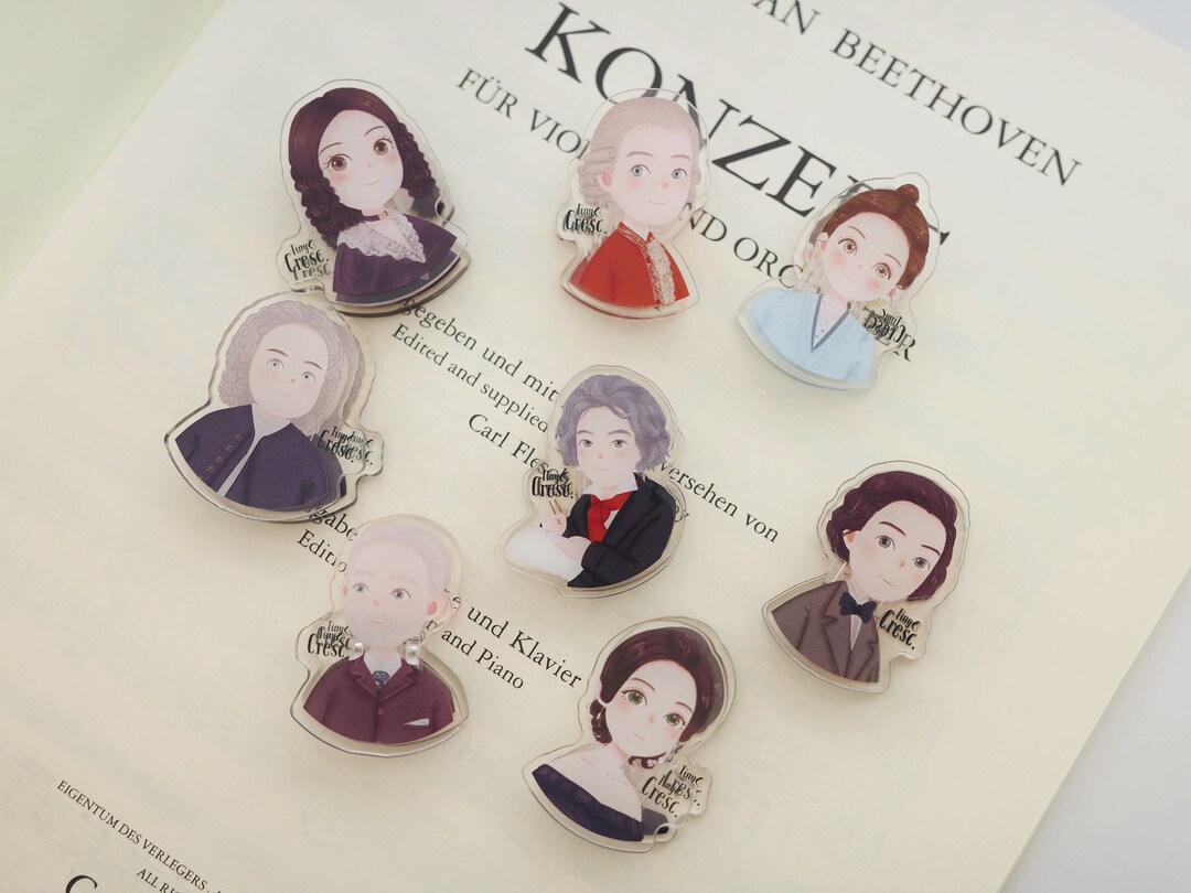 Cute Composer Music Sheet Clips, Book Clips, Piano Bookmarks, Page ...
