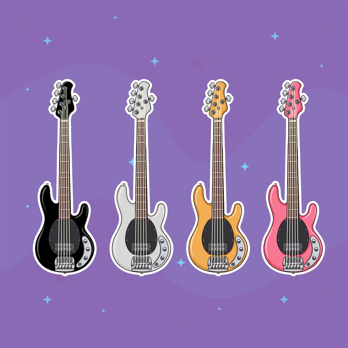 Electronic Bass Stickers, Max 20 Pc per Sheet, Bass Guitar Stickers ...