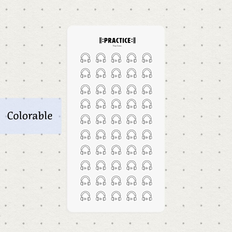Headphone Icon Stickers, Music Planner Stickers, Colourable, Writable ...