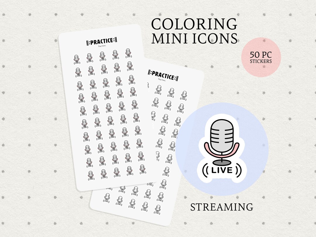 Streaming Icon Stickers, Music Planner Stickers, Colourable, Writable ...