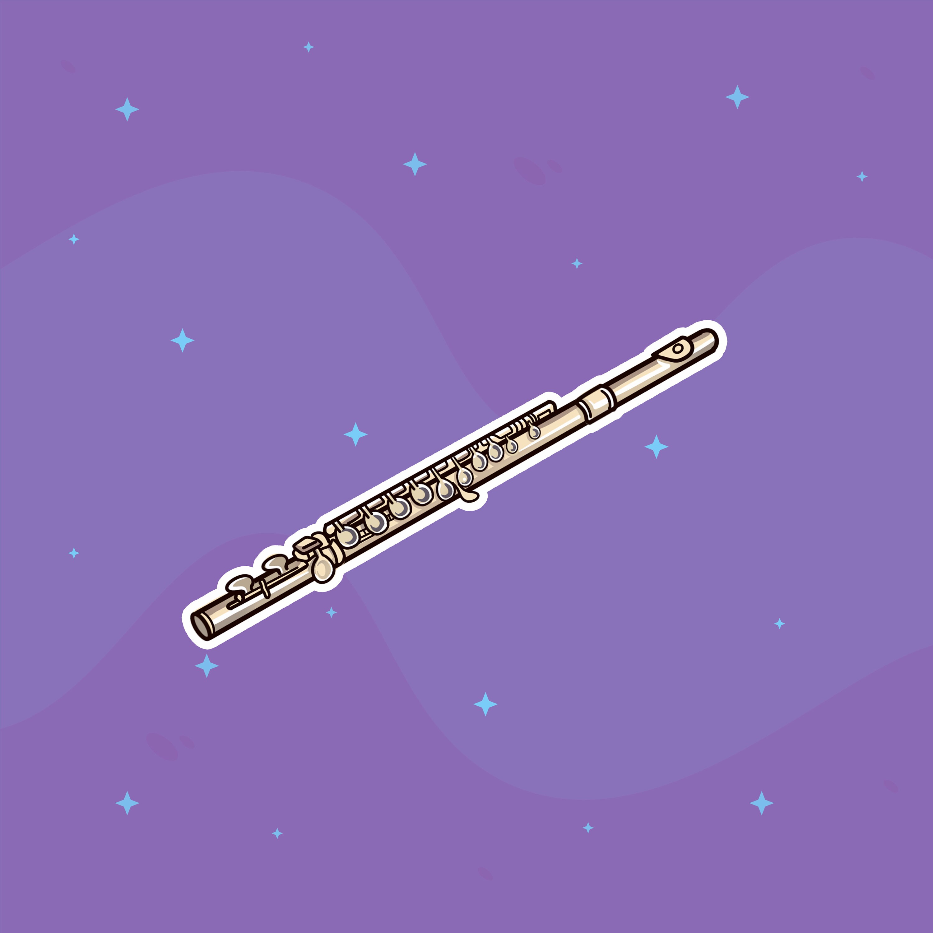 Flute Stickers, Max 20 Pc per Sheet, Instrument Stickers, Writable, for ...