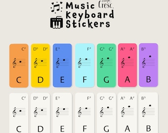 Color Coded Piano / Keyboard Stickers - Removable Labels - Etsy