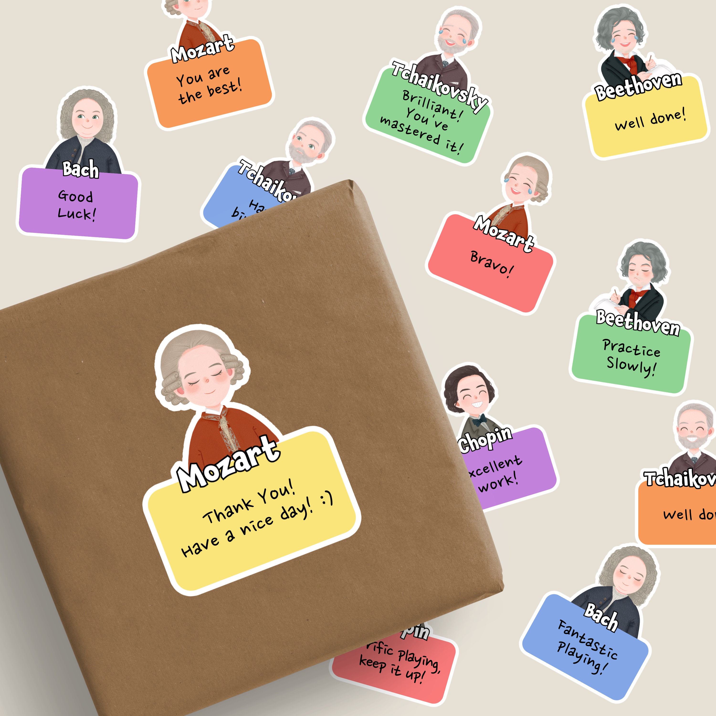 30 Writable Composer Note Sticker, Labels, Music Reward Stickers, Music ...