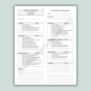 Office Cleaning Checklist | Customizable Word Document and PDF Forms - Etsy