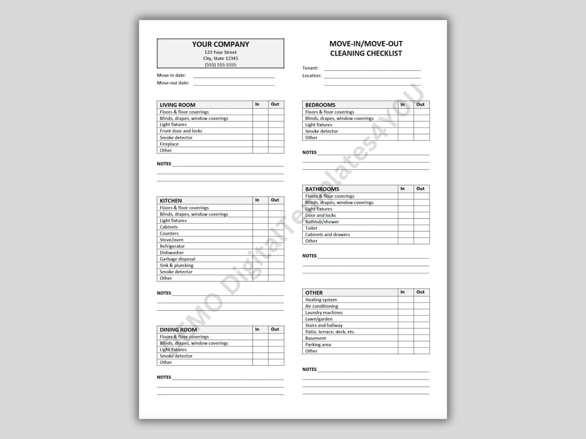 Move-in/move-out Cleaning Checklist | for Tenants and Landlords ...