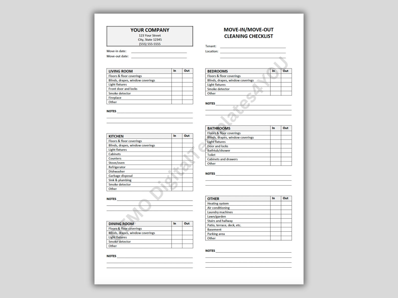 Move-in/move-out Cleaning Checklist | for Tenants and Landlords ...