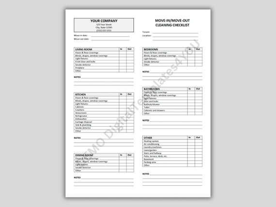 Rental Move Out Cleaning Checklist