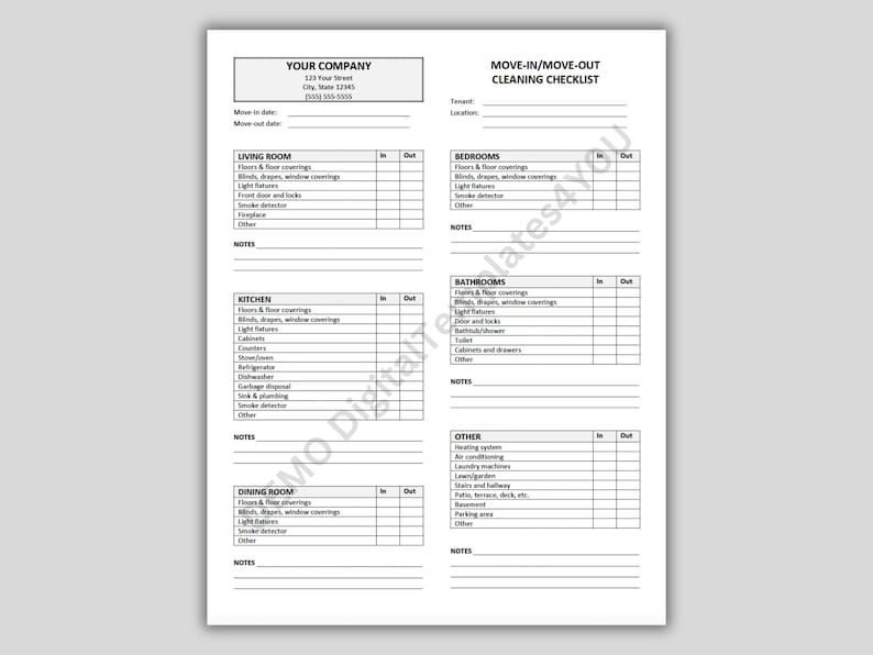Move-in/move-out Cleaning Checklist | for Tenants and Landlords ...