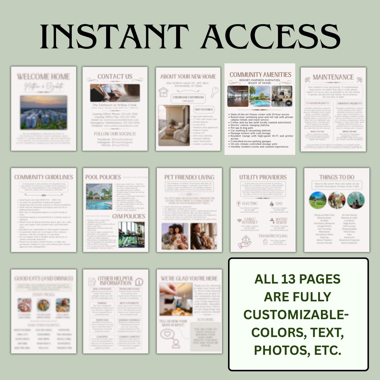 Editable Apartment Move-in Packet Template: Property Manager Forms ...