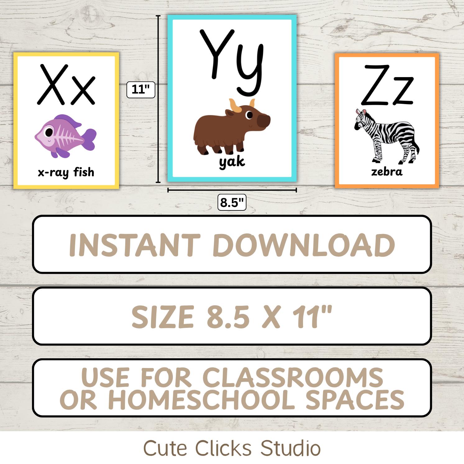 Alphabet Animals Classroom Poster: ABC Handwriting Practice (8.5x11 ...
