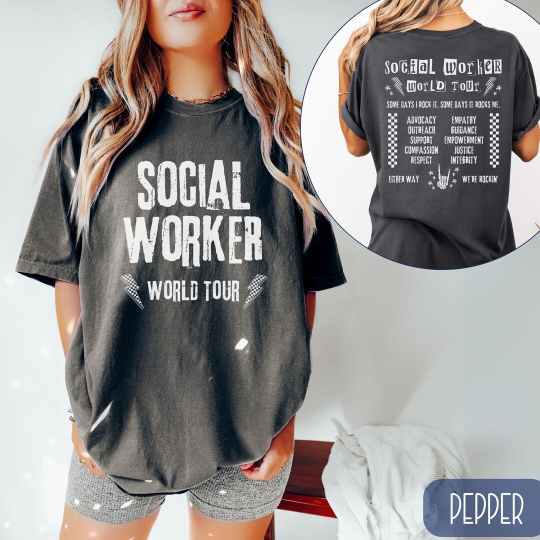 Social Worker World Tour Comfort Colors Shirt, School Social Worker T ...