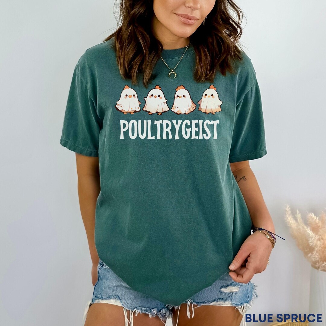 Poultrygeist Funny Chicken Ghost Comfort Colors Shirt, Halloween ...