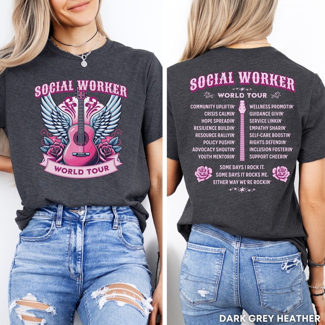 Social Worker World Tour Shirt, School Social Worker Western T-shirt ...