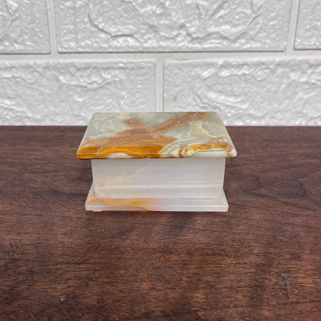 Stone Box Vintage Trinket Box Onyx Stone Box With Lid Vintage Home ...