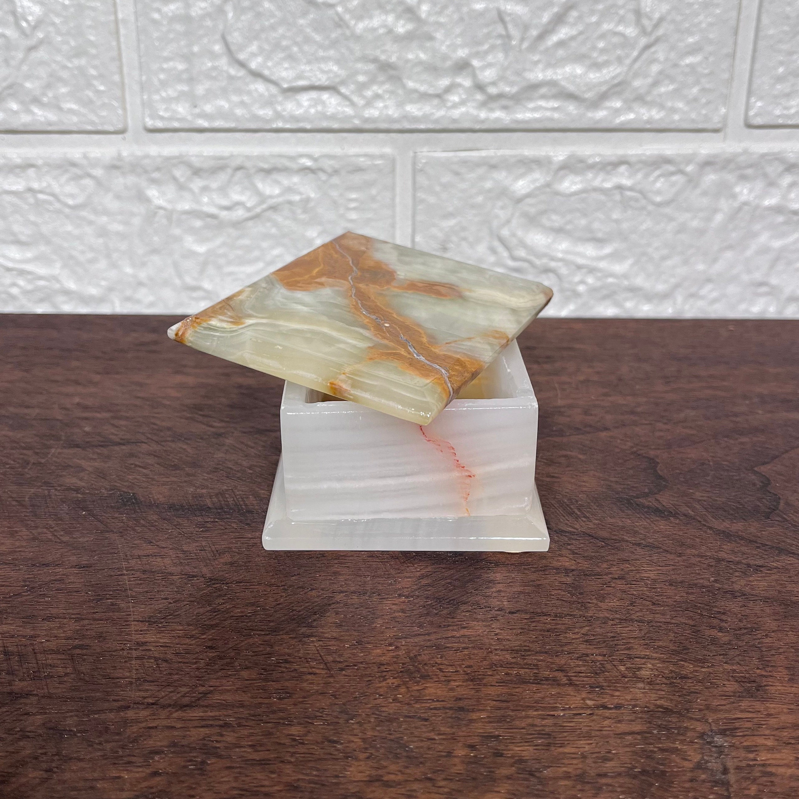 Stone Box Vintage Trinket Box Onyx Stone Box With Lid Vintage Home ...