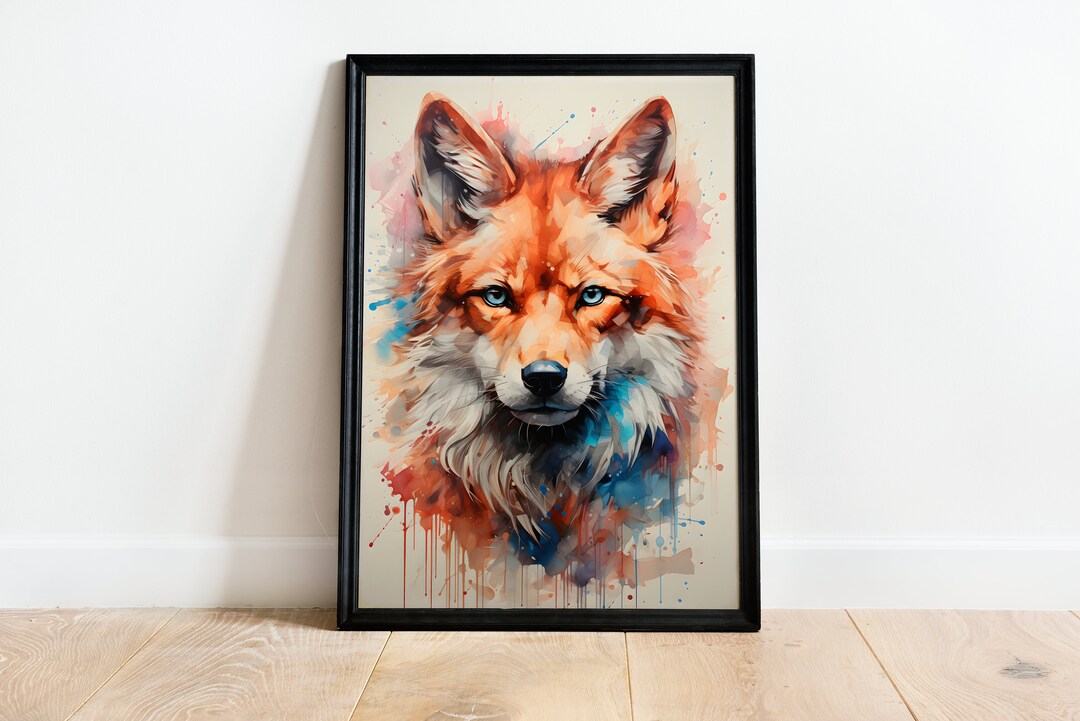 Watercolor Fox Portrait, Fox Watercolor Art Printable, Fox Wall Art ...