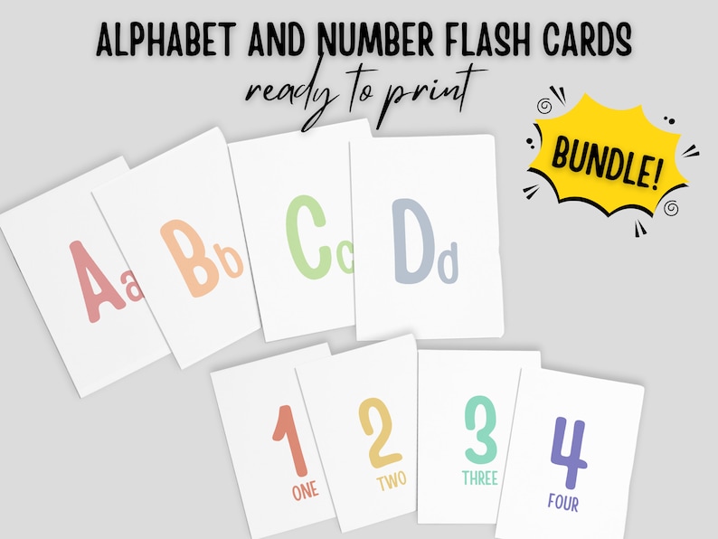 Alphabet Flashcards, ABC Flash Cards, Educational Cards, A-Z Cards ...