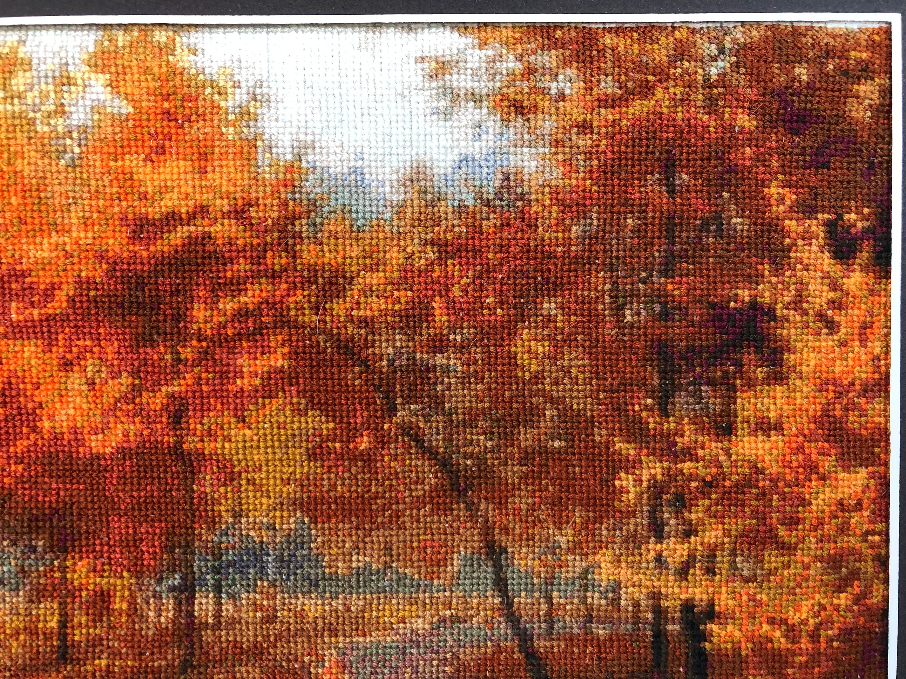 Completed Handmade Counted Cross Stitch Artwork, Autumn in an Old Park ...