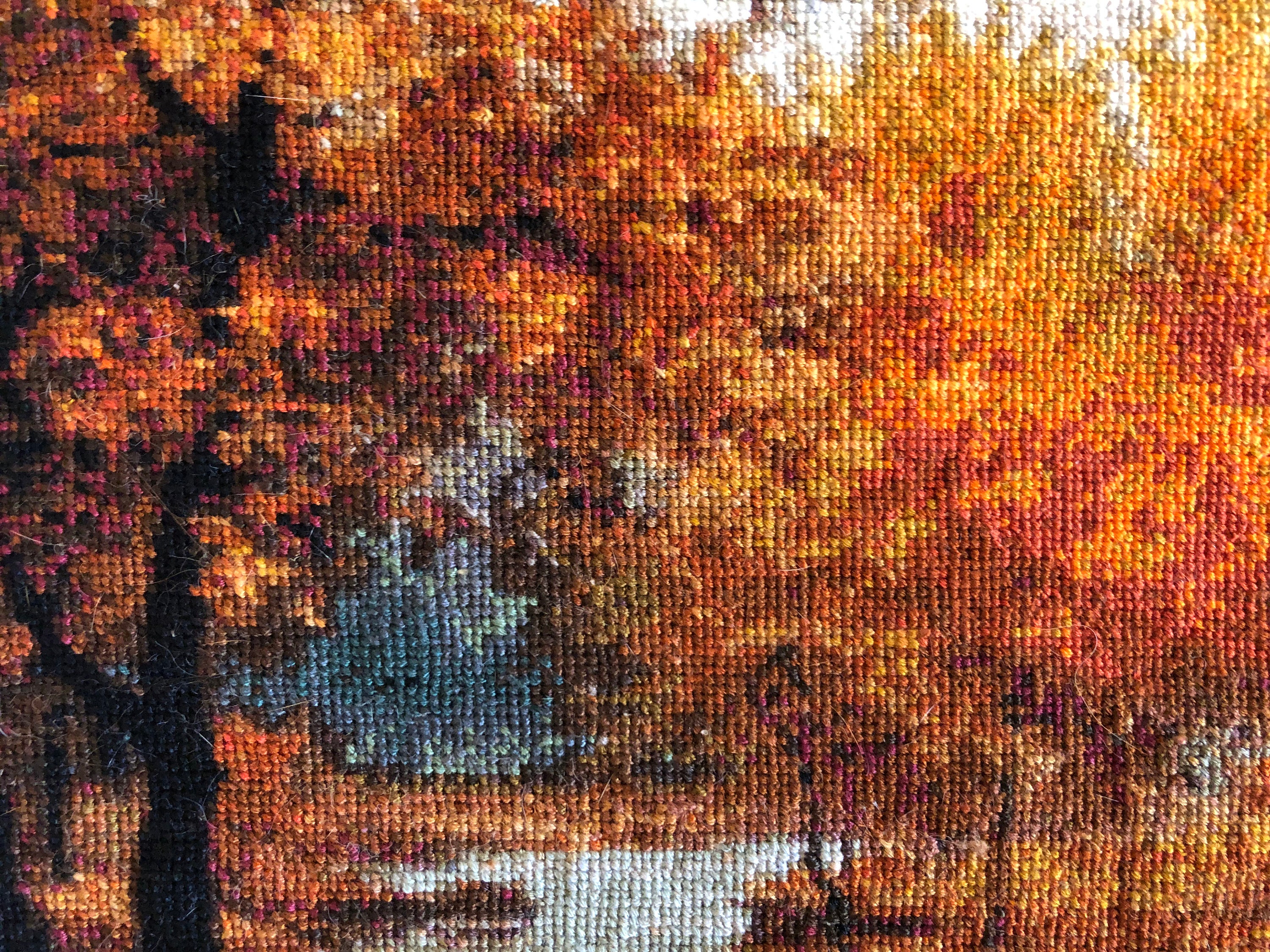 Completed Handmade Counted Cross Stitch Artwork, Autumn in an Old Park ...