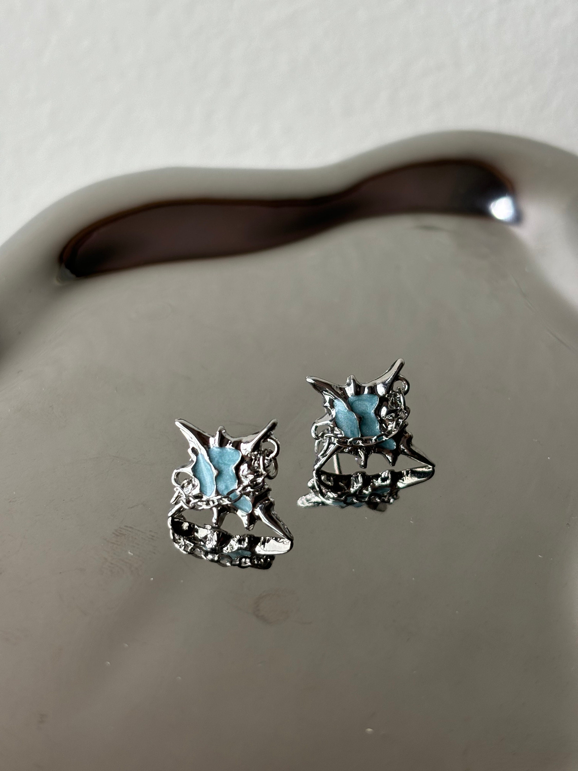 Y2K Stud Earrings, Futuristic Star Earrings, 925silver Earrings, Grunge ...