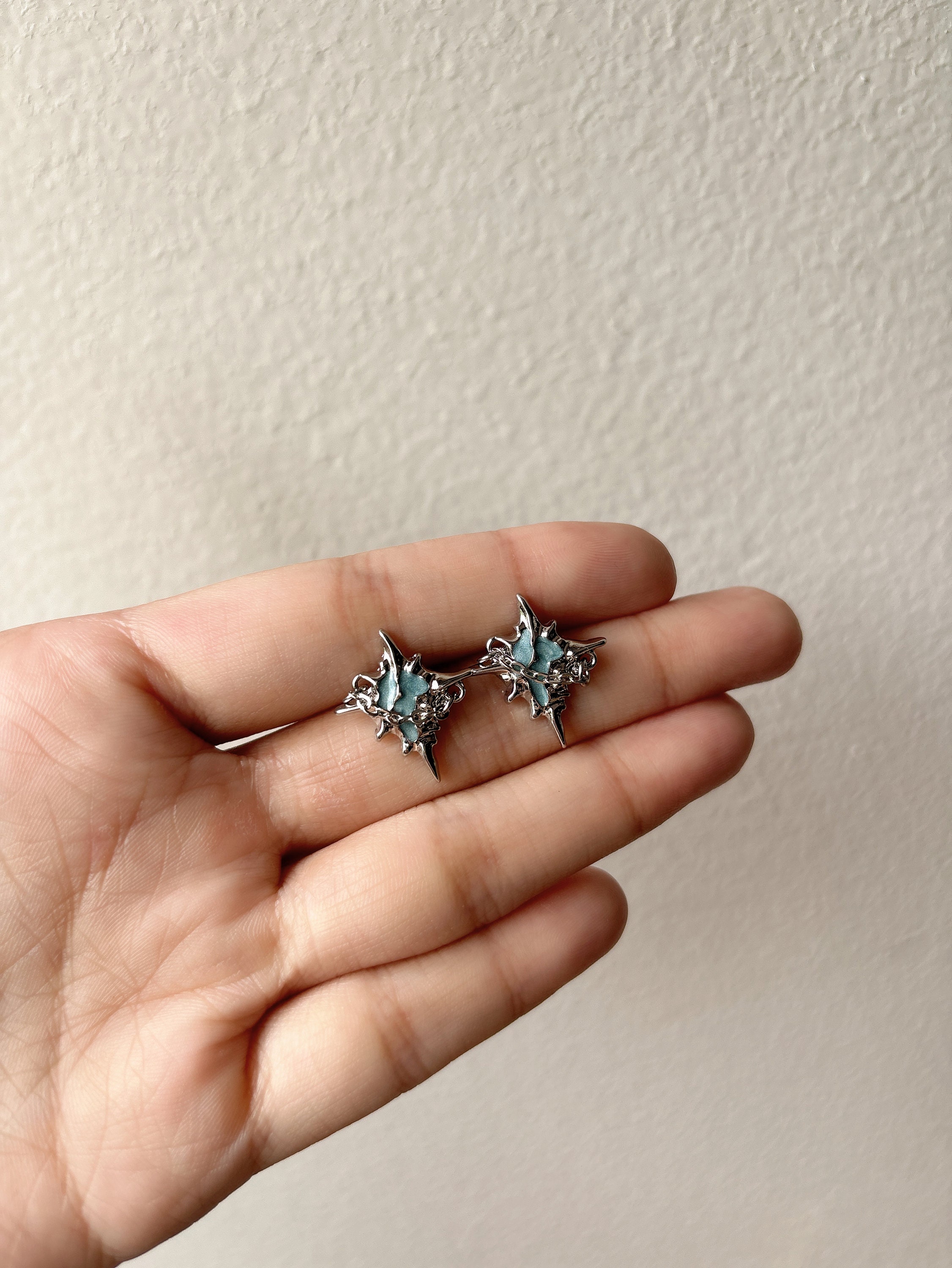 Y2K Stud Earrings, Futuristic Star Earrings, 925silver Earrings, Grunge ...