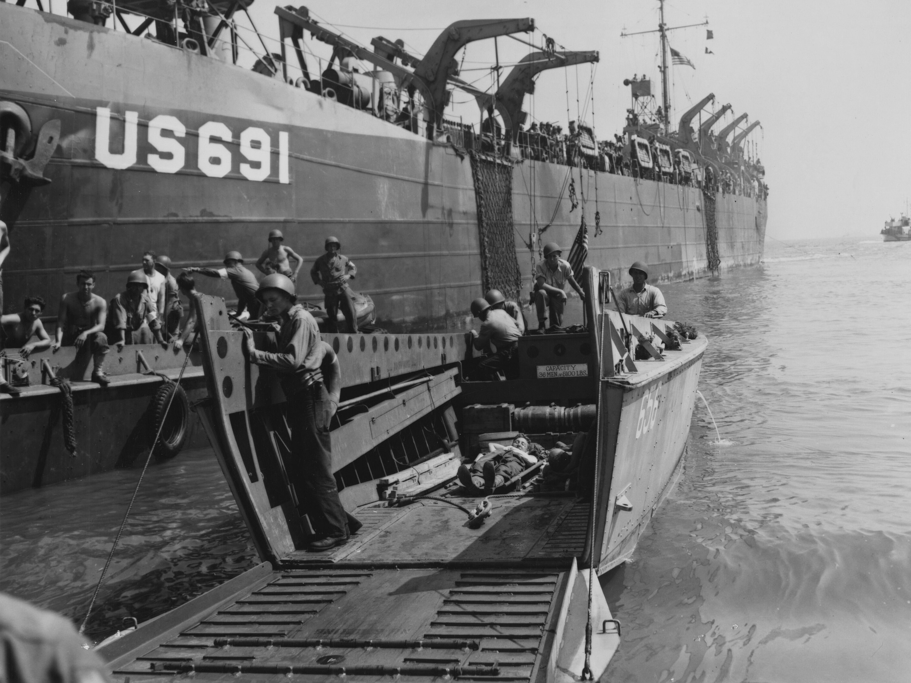 WW2 LST 691 and LCU 656 Navy Ship Art Poster Naval Artwork Maritime ...