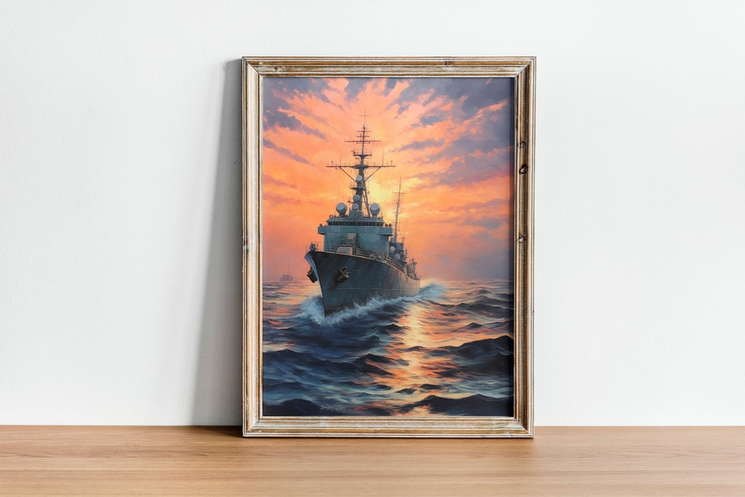 Naval Warship Wall Print | Naval Power Military Strength Maritime Art ...