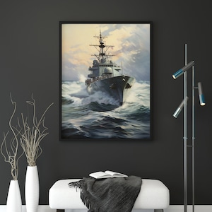 Navy Ship Art Poster | Naval Artwork | Maritime Painting | Naval ...