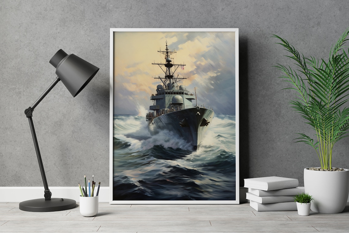 Navy Ship Art Poster | Naval Artwork | Maritime Painting | Naval ...