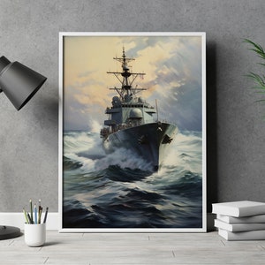 Navy Ship Art Poster | Naval Artwork | Maritime Painting | Naval ...